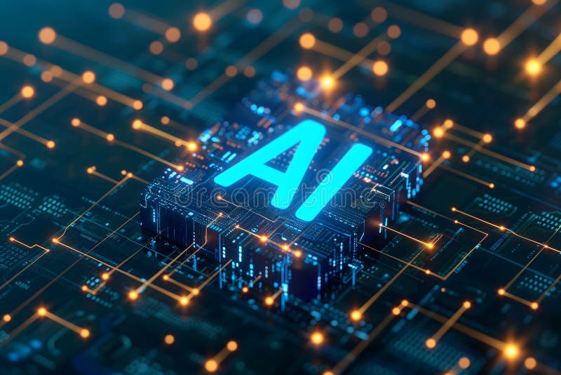 Word AI - Artificial Intelligence Circuit Board with Blue and Orange ... Word AI - Artificial Intelligence Circuit Board with Blue and Orange ...