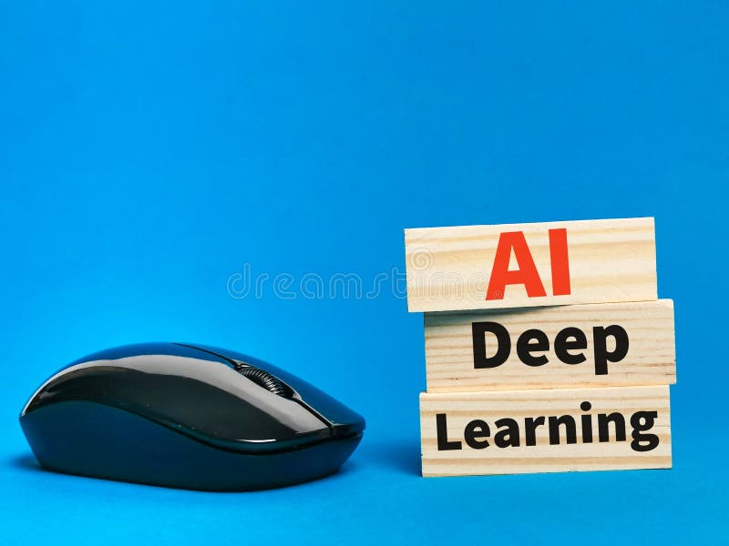 Word Ai Deep Learning on Wooden Blocks with Wireless Mouse. Stock Photo ...