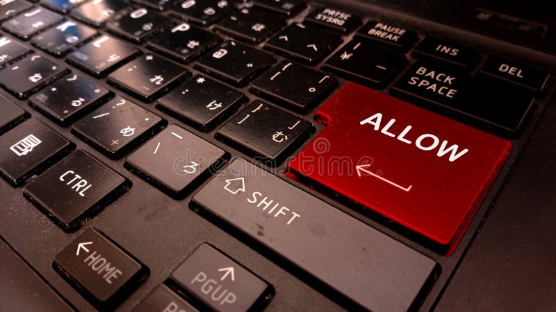 Word Allow on Keyboard Text Alphabet Enter Red Focus Stock Photo ...