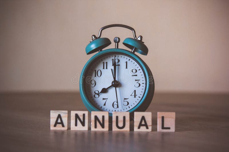Word Annual in Front of an Alarm Clock Stock Image - Image of reminder ...