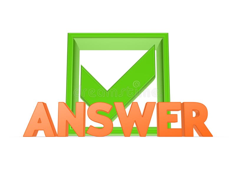 Word ANSWER and tick mark. stock image. Image of accept - 31575833
