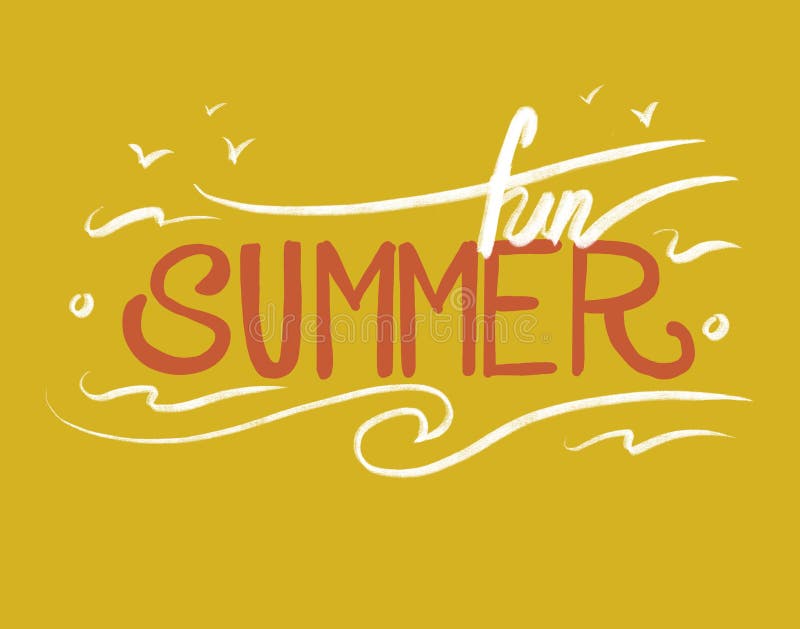 Word Art Calligraphy Summer Fun Stock Illustration - Illustration of ...