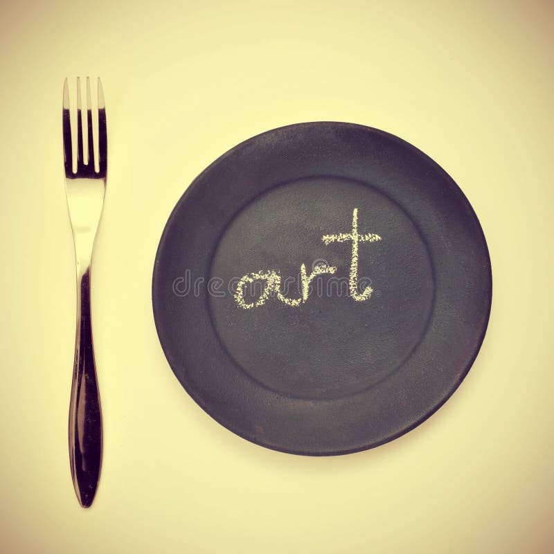 Word Art Written in a Plate, with a Retro Effect Stock Image - Image of ...