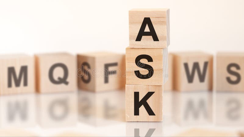Word Ask from Wooden Blocks with Letters, Concept Stock Image - Image ...