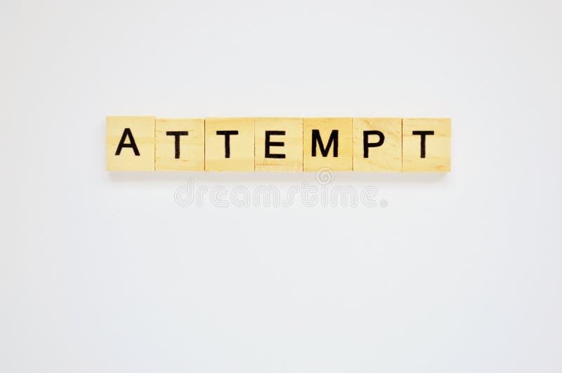 Word Attempt. Top View of Wooden Blocks with Letters on White Surface ...