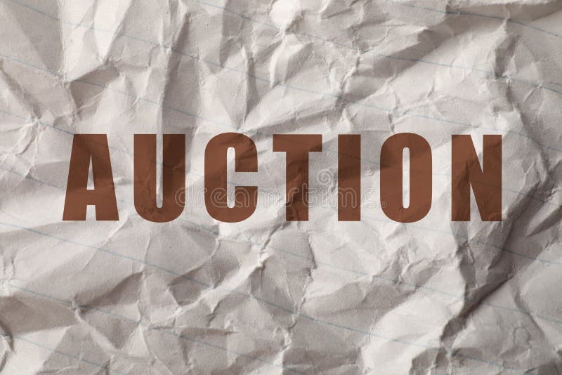 Word Auction on Crumpled Sheet of Paper, Closeup View Stock Image ...