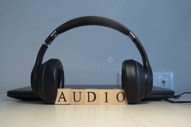 Audio Word on Smart Phone Screen Isolated on Blue Background with Copy ...