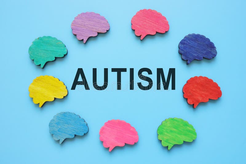 Word Autism and Small Colorful Brains Around. Stock Image - Image of ...