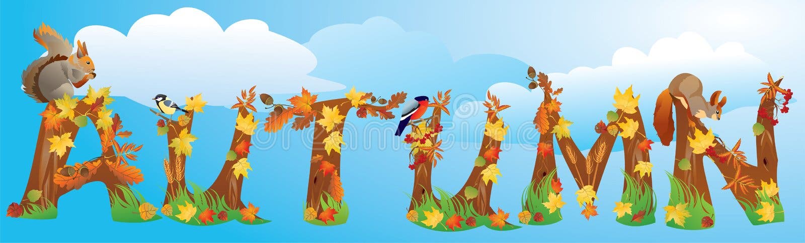 Word Autumn with Colourful Letters Stock Illustration - Illustration of ...