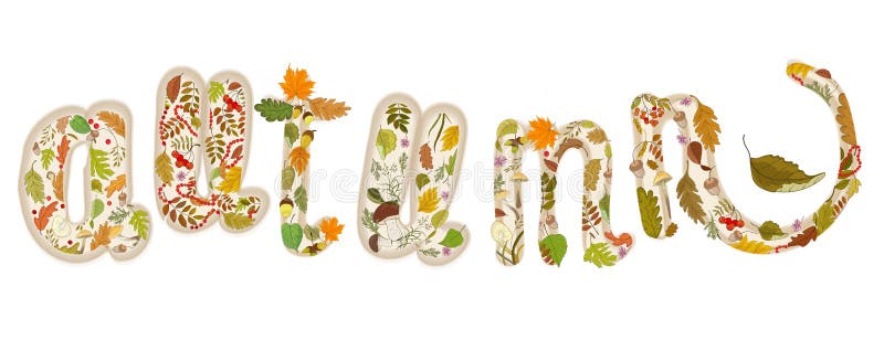 Word AUTUMN stock vector. Illustration of green, color - 21836975