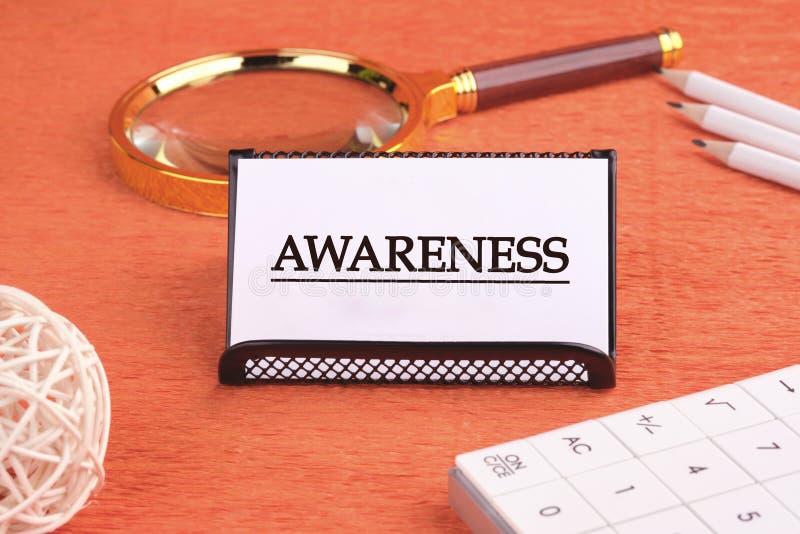 Word Awareness on a White Card on a Black Stand Stock Illustration ...