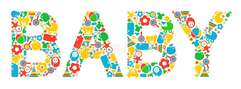 Word BABY Composed of Different Baby Tools. Stock Vector - Illustration ...