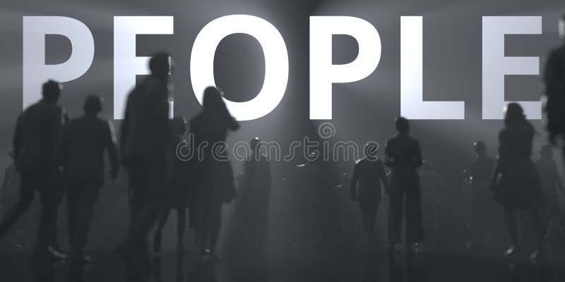 Unknown People and PEOPLE Lit Word 3d Rendering Stock Illustration ...