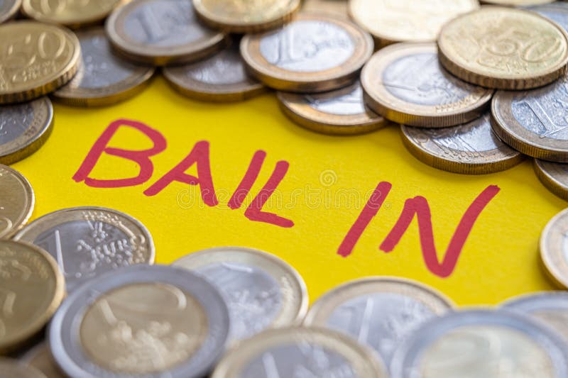 Word Bail-in, and Coins Around. Stock Image - Image of bank, euro ...