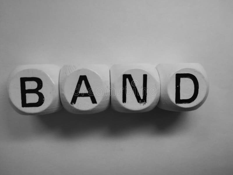 Word band spelled on dice stock photo. Image of title - 122885240