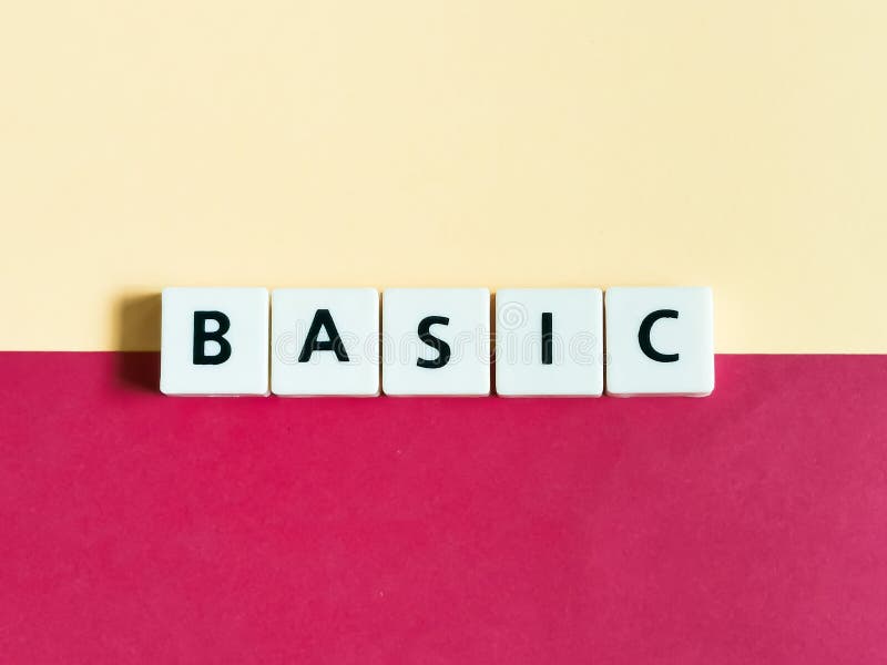 Word BASIC Made from Square Letters Against Red and Yellow Background ...