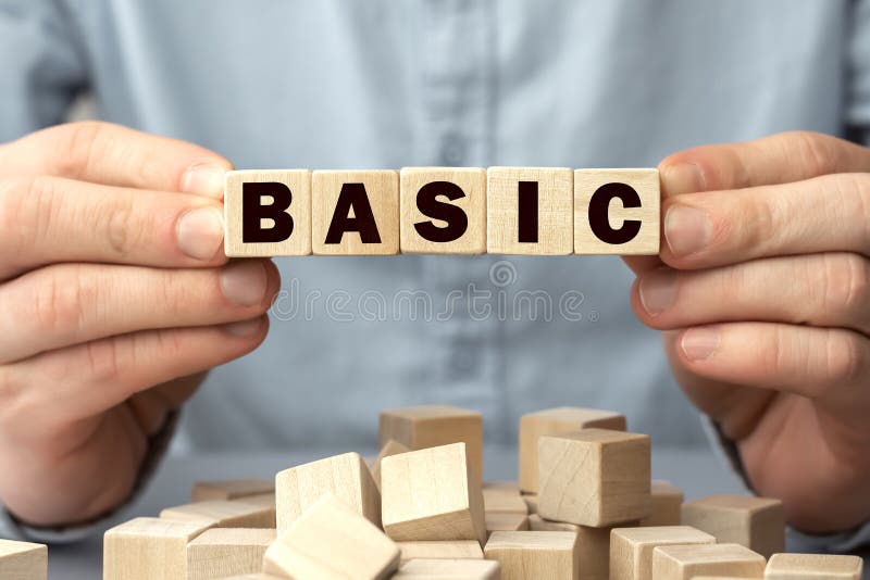 The Word BASIC Made from Wooden Cubes. Shallow Depth of Field on the ...