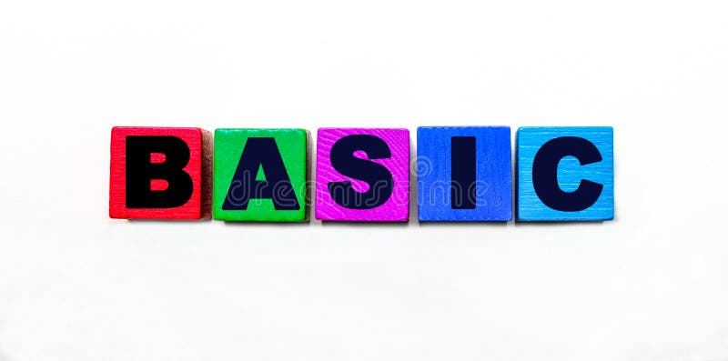 The Word BASIC is Written on Colorful Cubes on a Light Background Stock ...