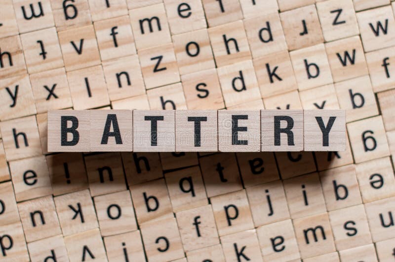 The Word of BATTERY on Building Blocks Concept Stock Image - Image of ...