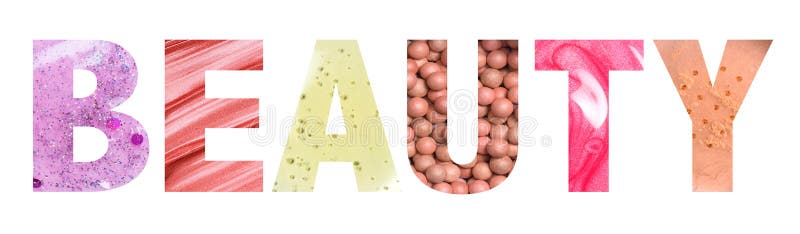 The Word Beauty from Various Makeup Products Isolated on White ...