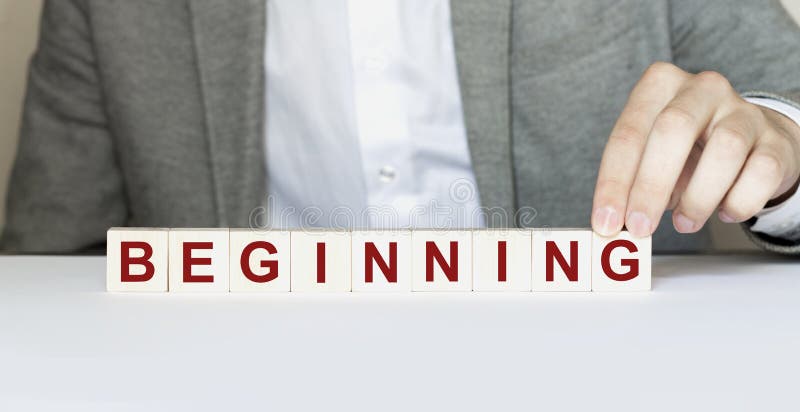 Word BEGINNING Made with Wood Blocks, Business Concept Stock Image ...