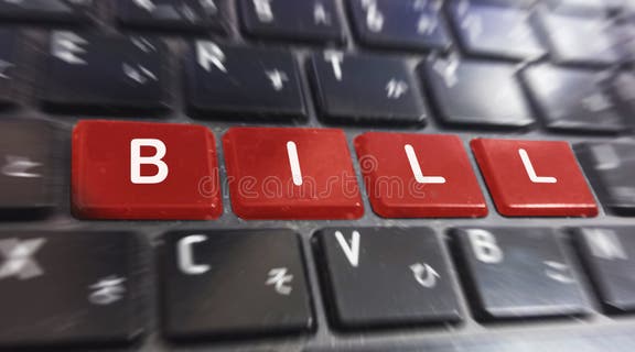 Word Bill on Keyboard Text Focus Red Stock Photo - Image of word, text ...