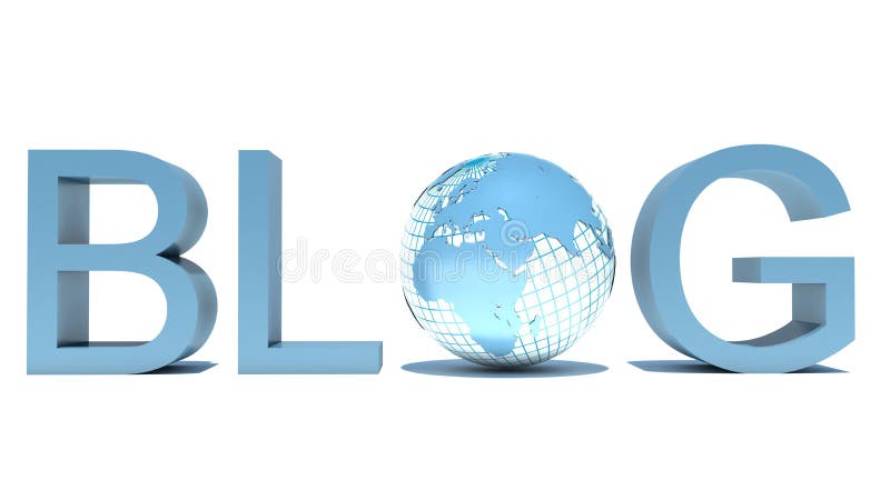 Word Blog With Globe Over White Stock Illustration - Illustration of ...