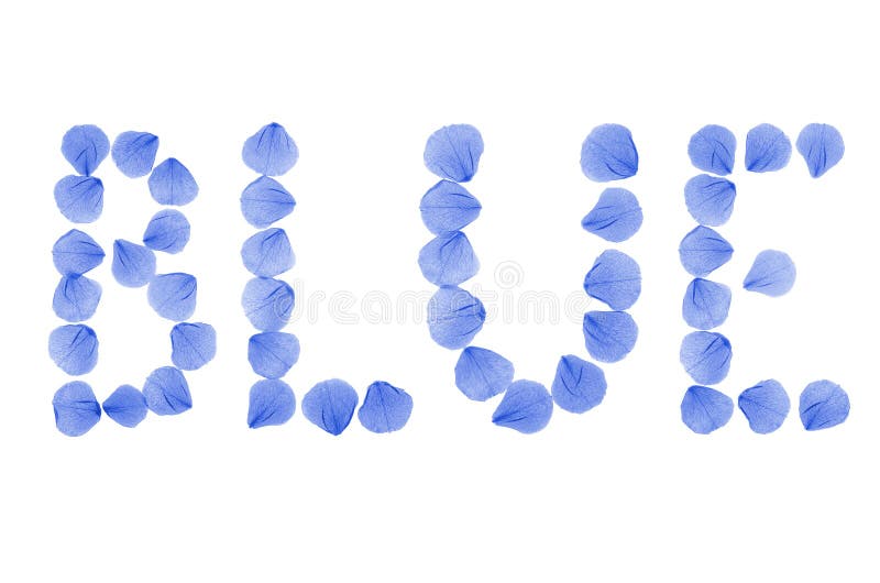 Word BLUE Arranged from Real Dry Rose Petals. Stock Photo - Image of ...