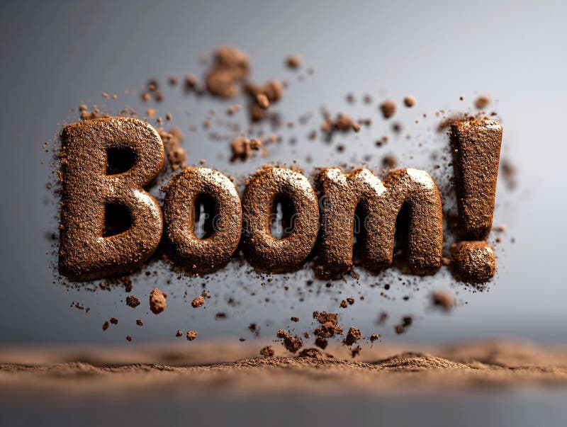The Word Boom! Explodes from a Brown Substance. Stock Illustration ...