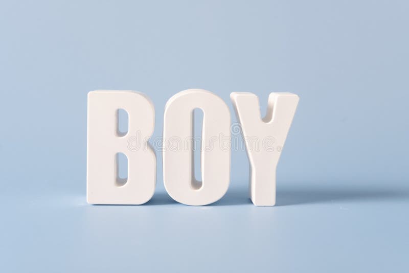 Word Boy Made from White Concrete Letters on the Blue Background Stock ...
