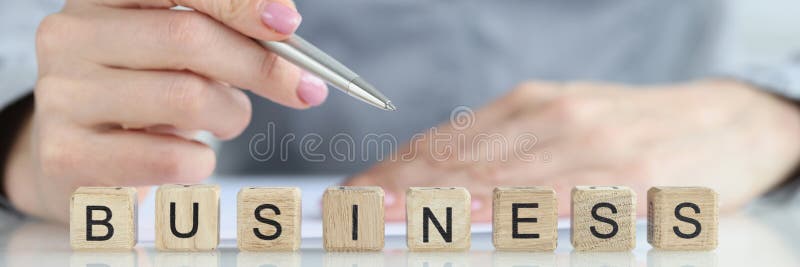 Word Business and a Businessman is Holding Pen and Document Stock Image ...