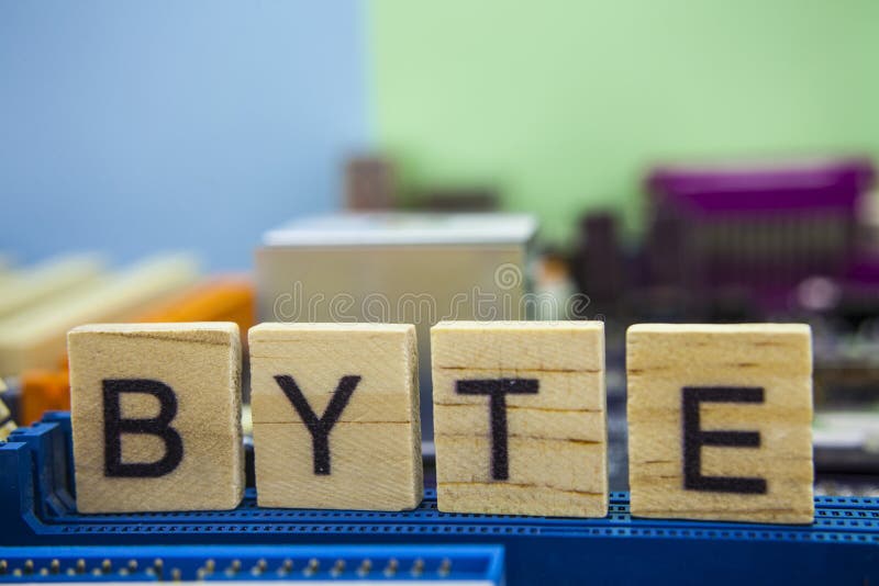 Word BYTE on the Wooden Blocks with Computers Mainboard Background ...