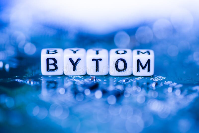Word BYTOM Formed by Alphabet Blocks on Mother Cryptocurrency Stock ...