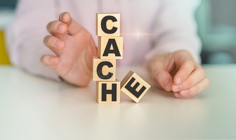 Word CACHE Written on Wooden Cubes on a Light Background Stock ...