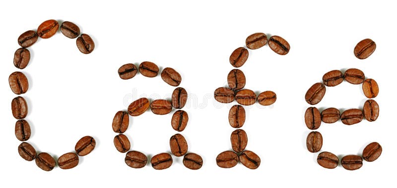 A Word Cafe Written with Coffee Beans Stock Image - Image of caffeine ...