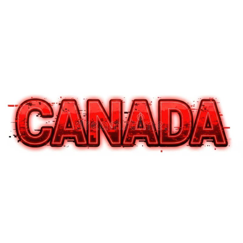 Bold Red Canada Text with Glitch Effect on White Background Stock ...