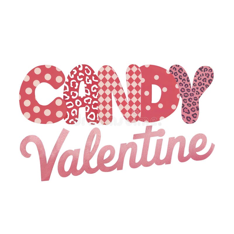 The Word CANDY Valentine is Written in a Cursive Pink Font Stock Vector ...