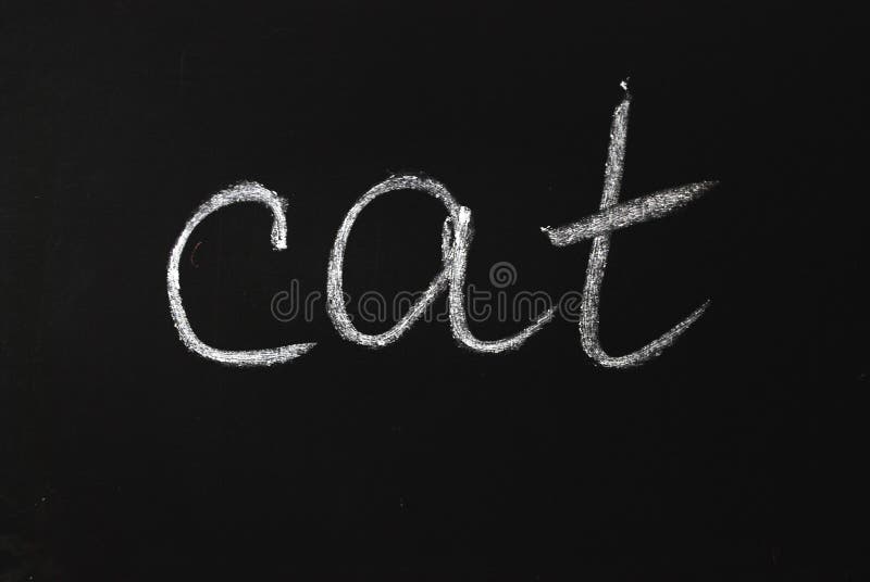 The Word Cat Written in White Chalk on a Black Chalkboard Stock Image ...