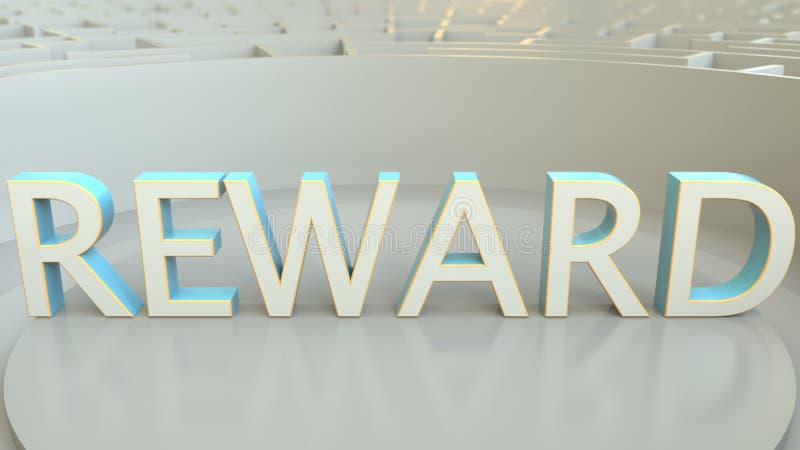 REWARD Word in the Center of a Big Round Maze. Conceptual 3D Rendering ...