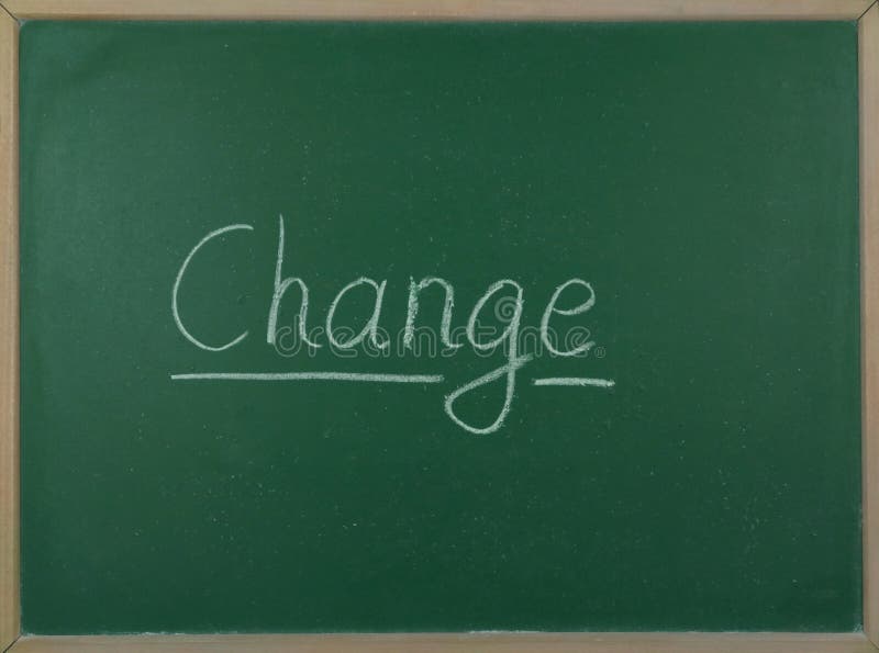 Change stock photo. Image of handwritten, hand, blackboard - 214065990