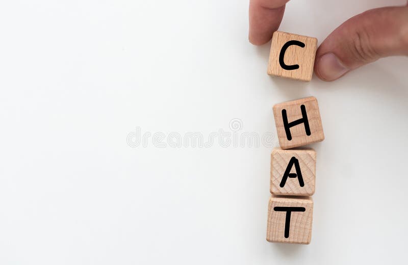 Word CHAT Made with Wood Blocks on a Light Background Stock Image ...