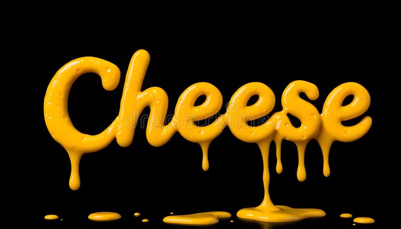 The Word Cheese Appears To Drip on a Dark Background, Emphasizing Its ...