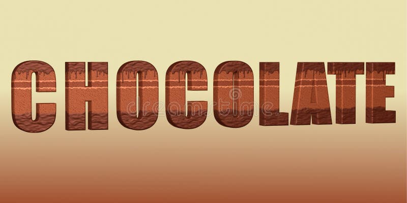 The Word Chocolate Written in 3D with the Texture of a Sponge Cake ...