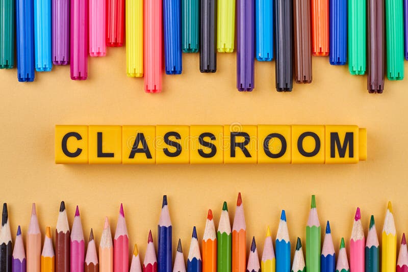 The Word Classroom Written on Yellow Cubes. School Education Concept ...