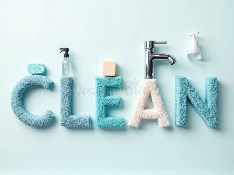 Word â€œCLEANâ€ Formed from Hygiene Objects, Ai Stock Illustration ...