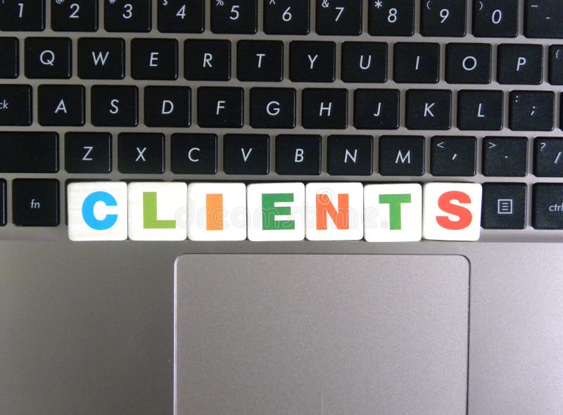 Word Clients on Keyboard Background Stock Image - Image of internet ...