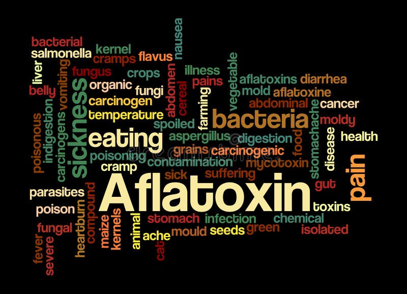 Word Cloud with AFLATOXIN Concept, Isolated on a Black Background Stock ...