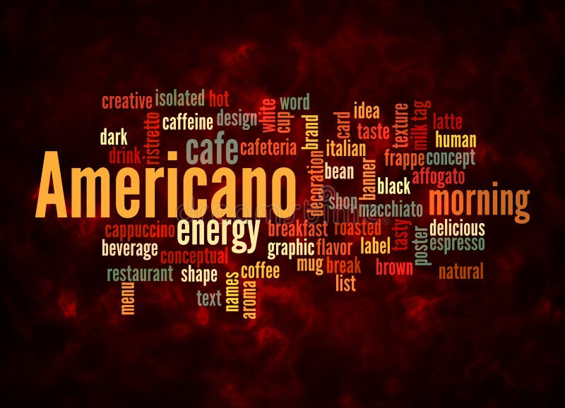 Word Cloud with AMERICANO Concept Create with Text only Stock ...
