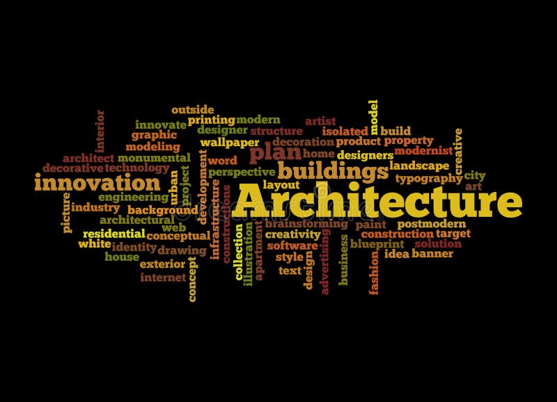 Word Cloud with ARCHITECTURE Concept, Isolated on a Black Background ...