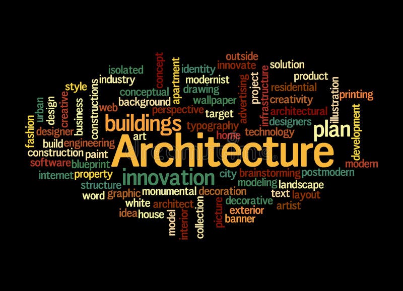 Word Cloud with ARCHITECTURE Concept, Isolated on a Black Background ...